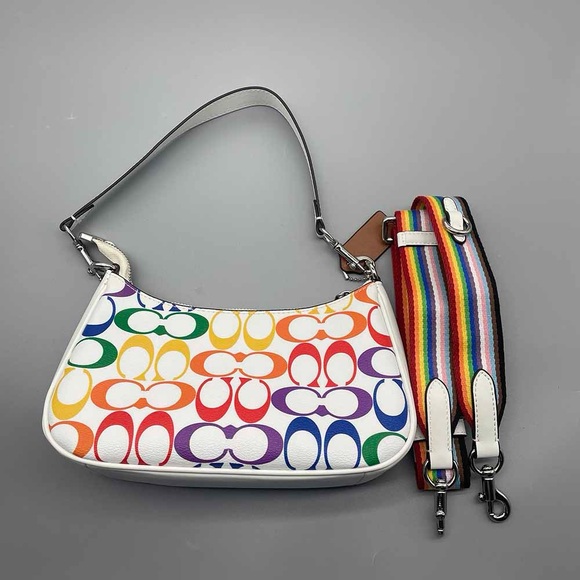 Coach | Bags | Coach Shoulder Bag In Rainbow Signature Canvas And ...